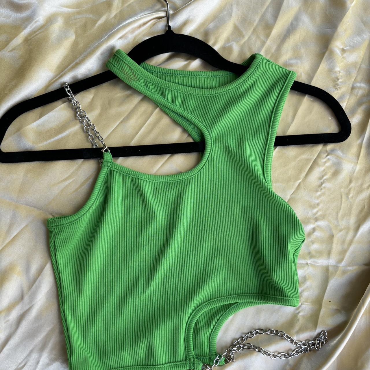 Green cut out chain top #green #chain | Depop