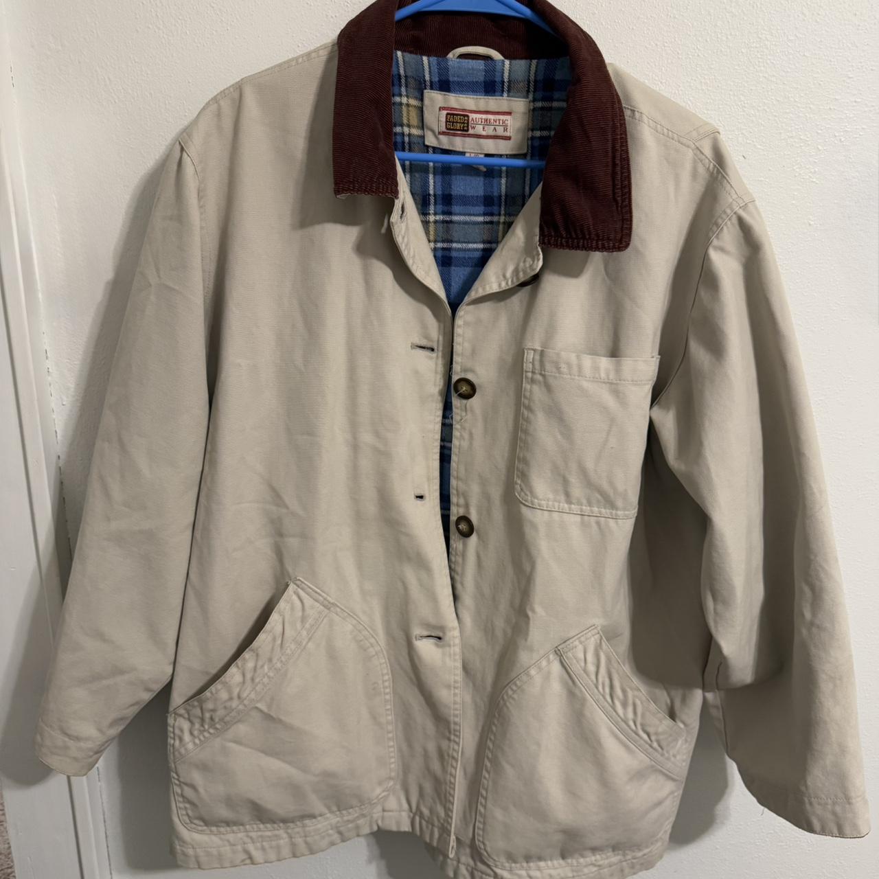 Cream and brown canvas #fadedglory #vintagejacket... - Depop