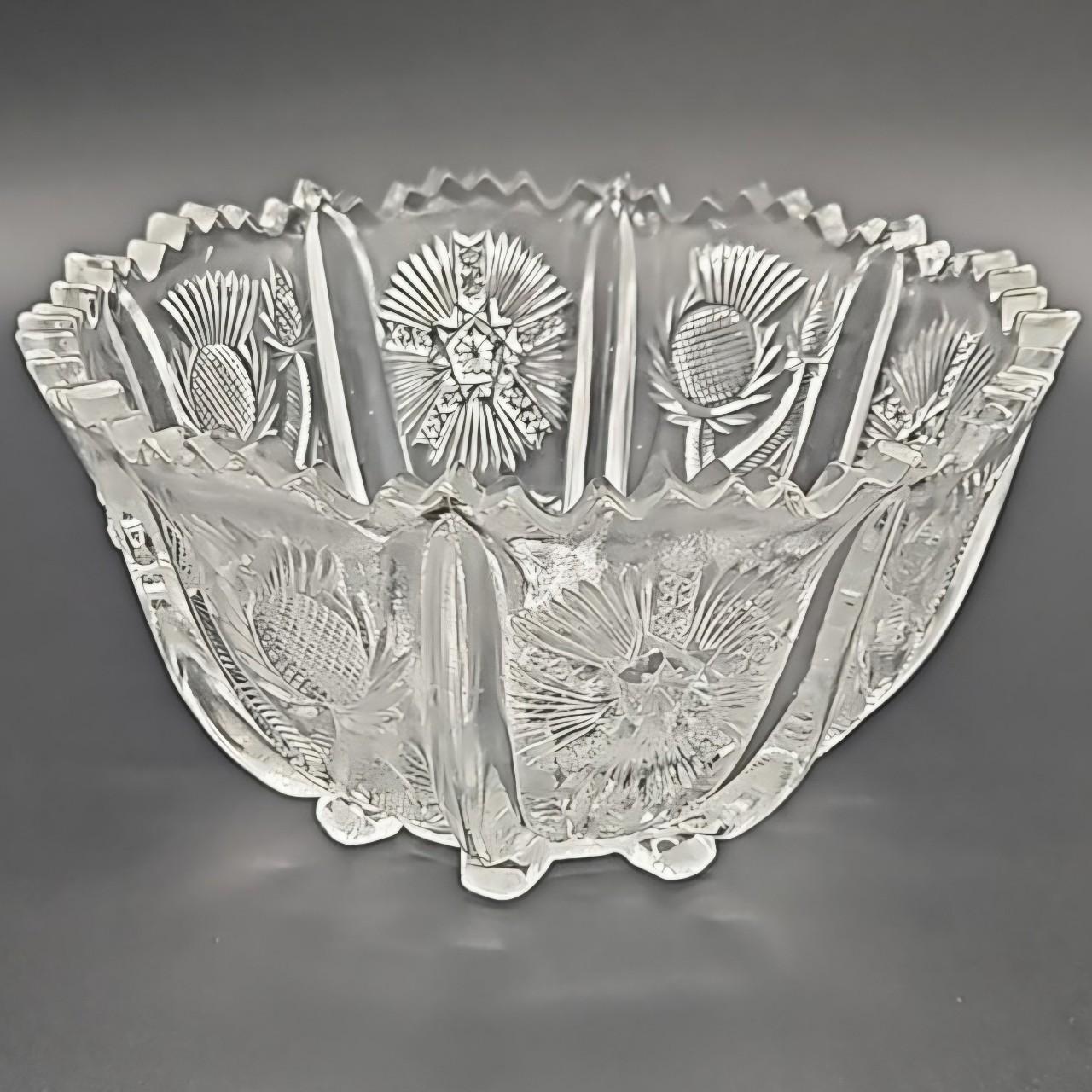 Vintage EAPG Higbee decorative footed glass bowl.... - Depop