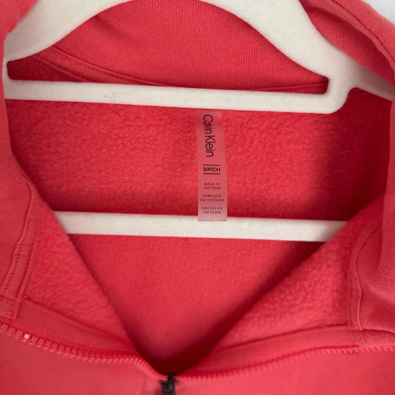 Coral cropped crewneck from Calvin Klein! Size... | Depop