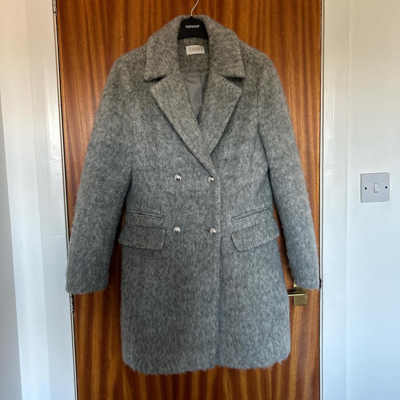 Savida Dunnes grey wool double breasted peacoat... - Depop