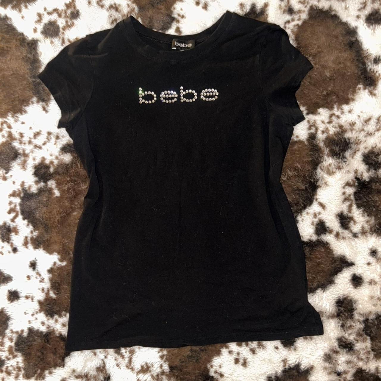 Black Bebe rhinestone baby basic tee! Super cute... - Depop