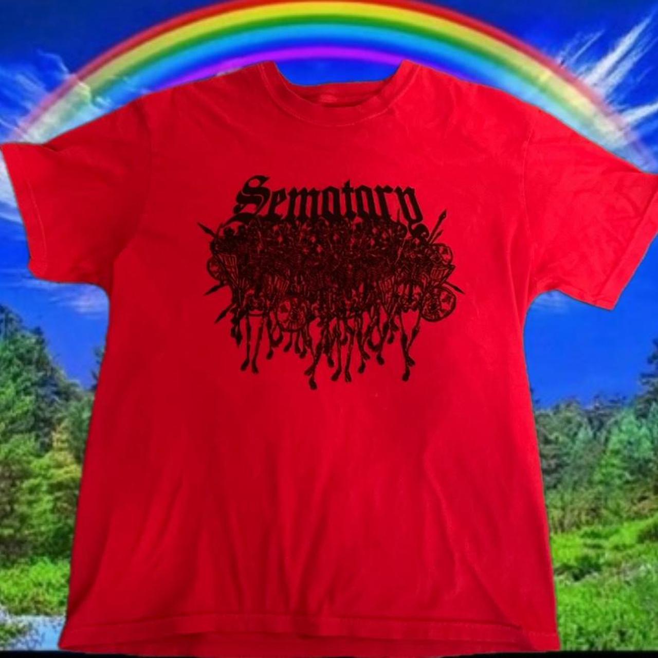 semetary grave man red skellington tee size: large... - Depop