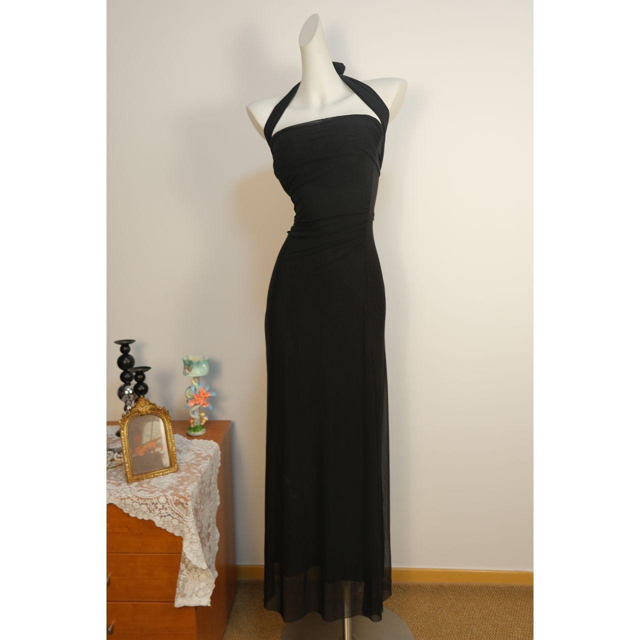 👗 Women Black Mesh Halterneck Midi Dress 👗 Bust:... | Depop