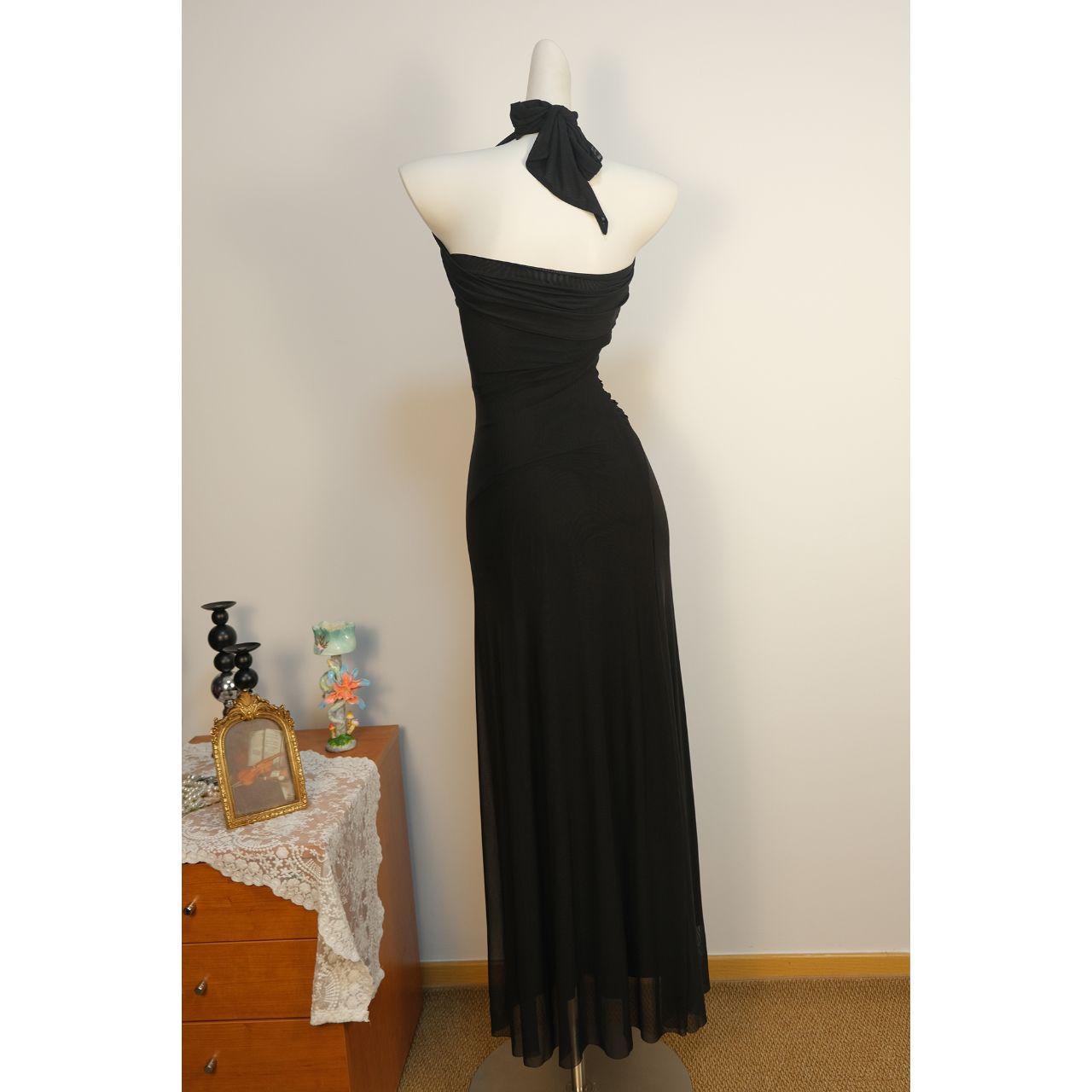 👗 Women Black Mesh Halterneck Midi Dress 👗 Bust:... | Depop
