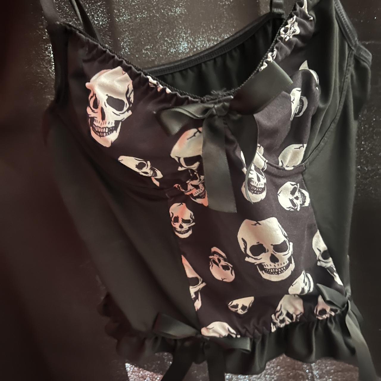 Cute skeleton crop top with black bow From Romwe... - Depop