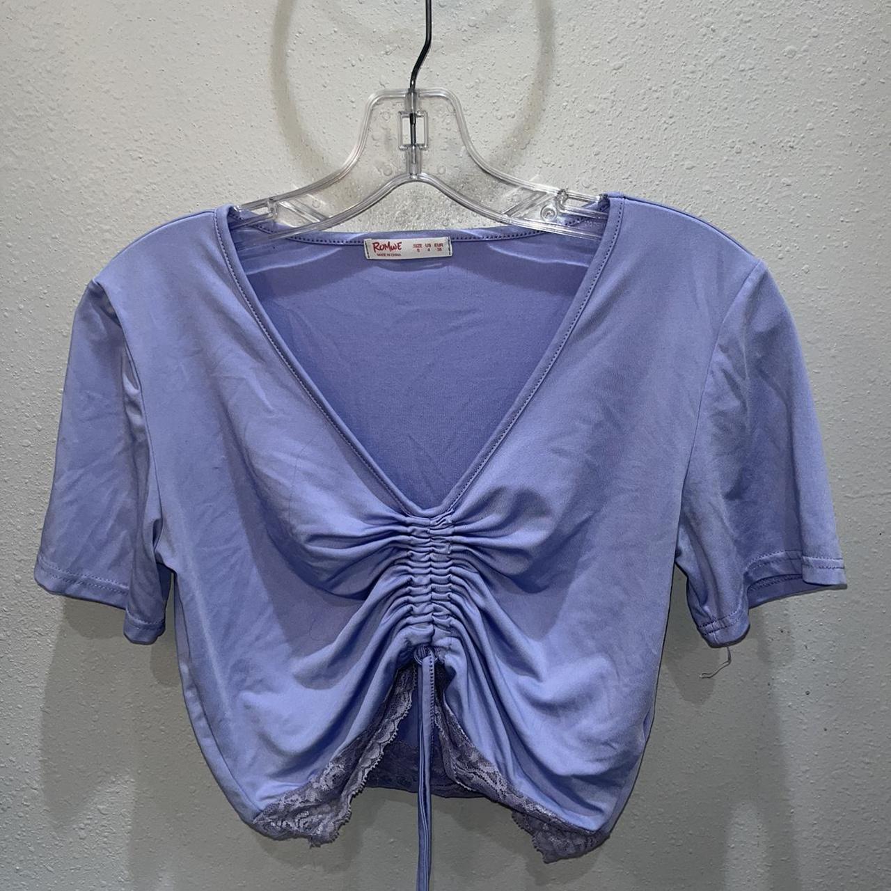 Super cute and soft scrunched style top with lace... - Depop