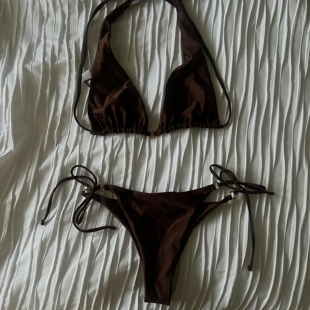 Brown bikini set - top and bottoms #bikini top is a... - Depop