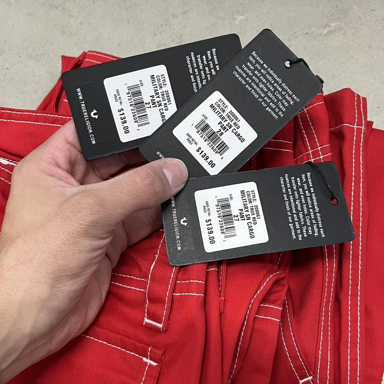 True Religion red cargos, sizes 27 (two pairs) and... - Depop