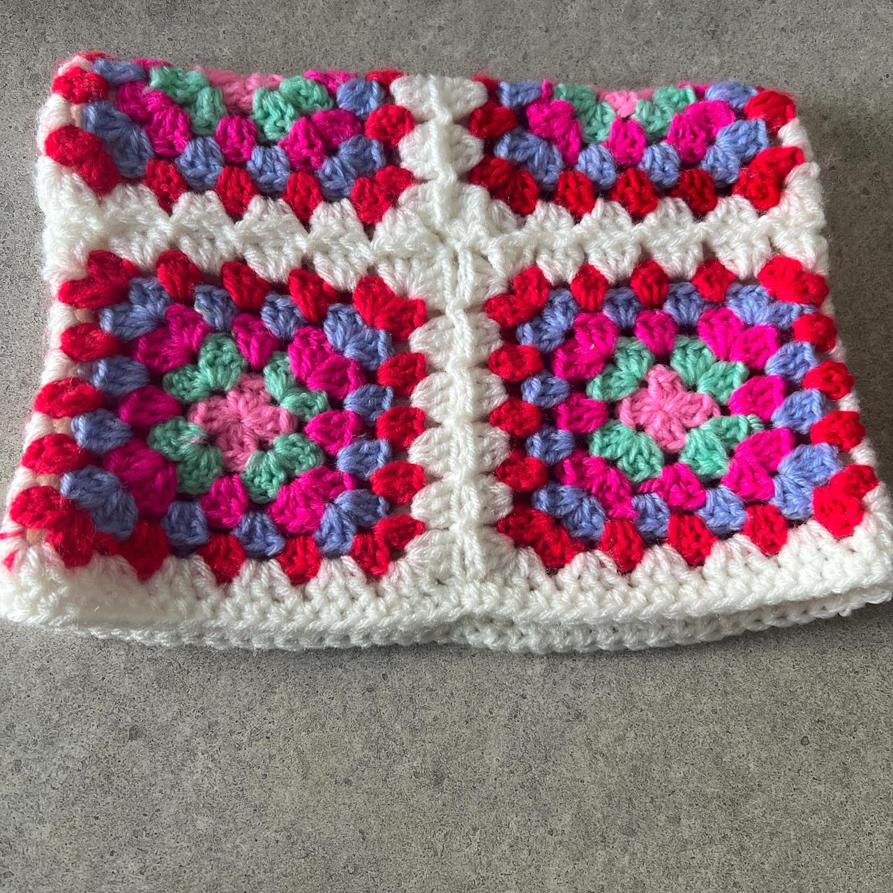 Handmade crochet granny square cat ear hat ... - Depop