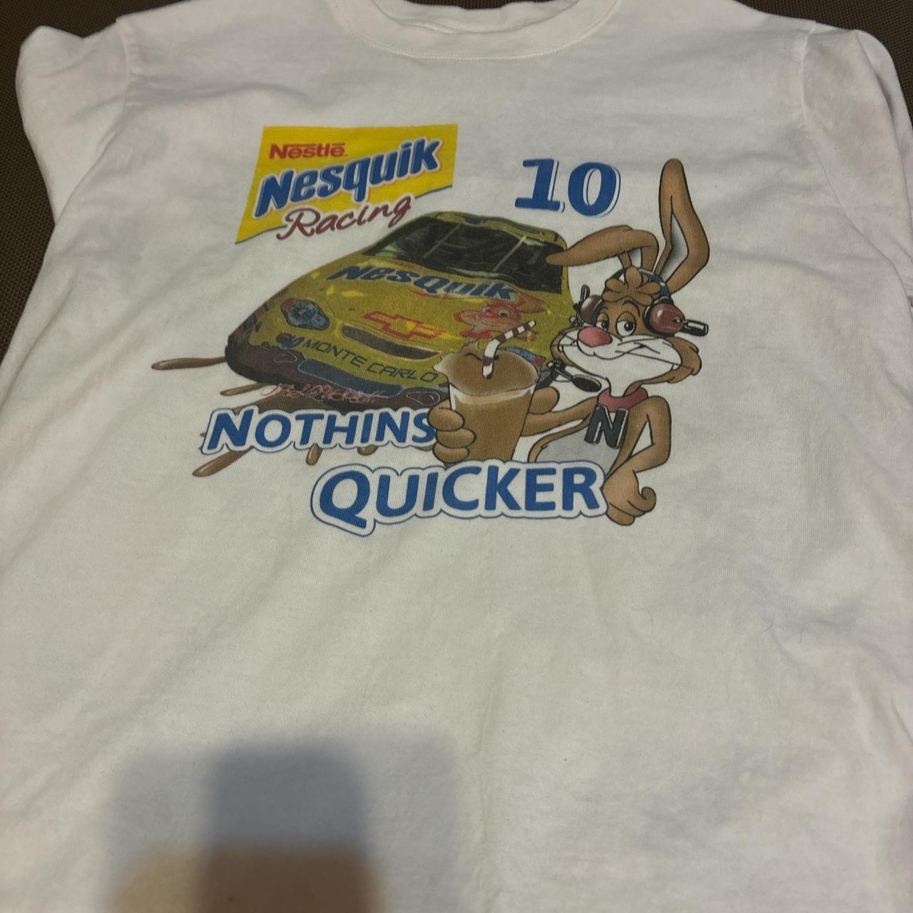 Nesquik Racing white and blue and yellow tshirt | Depop
