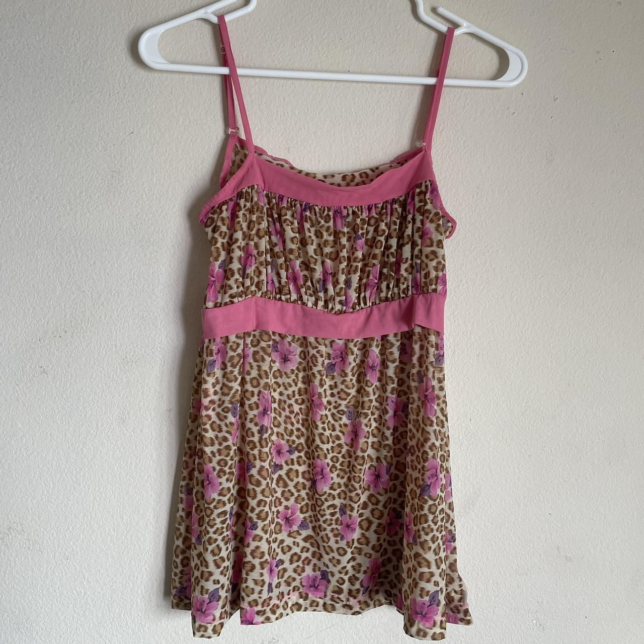 pink and brown floral babydoll top ° .ೃ࿔* bought... | Depop