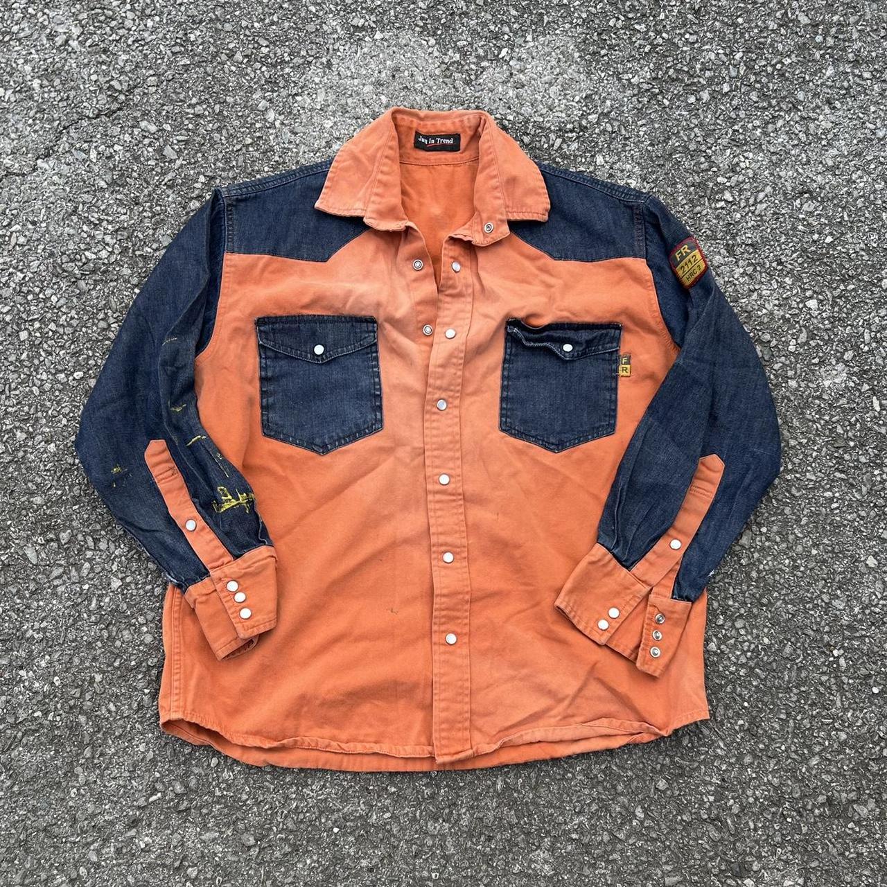 Fire Resistant Workwear Button up Shirt with Pearl... | Depop