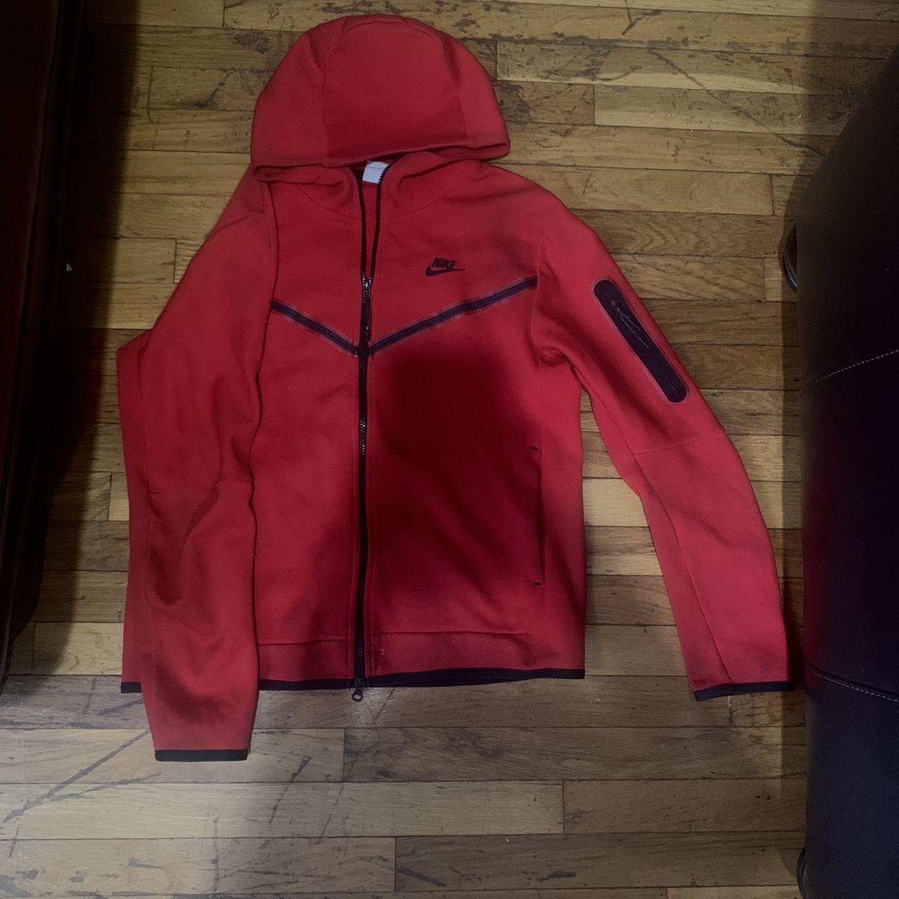 Red Nike tech fleece hoodie #nikehoodie - Depop