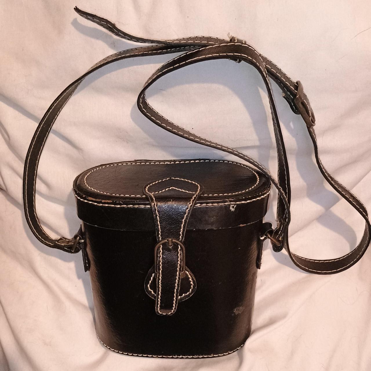 Black vintage leather binoculars case with... | Depop