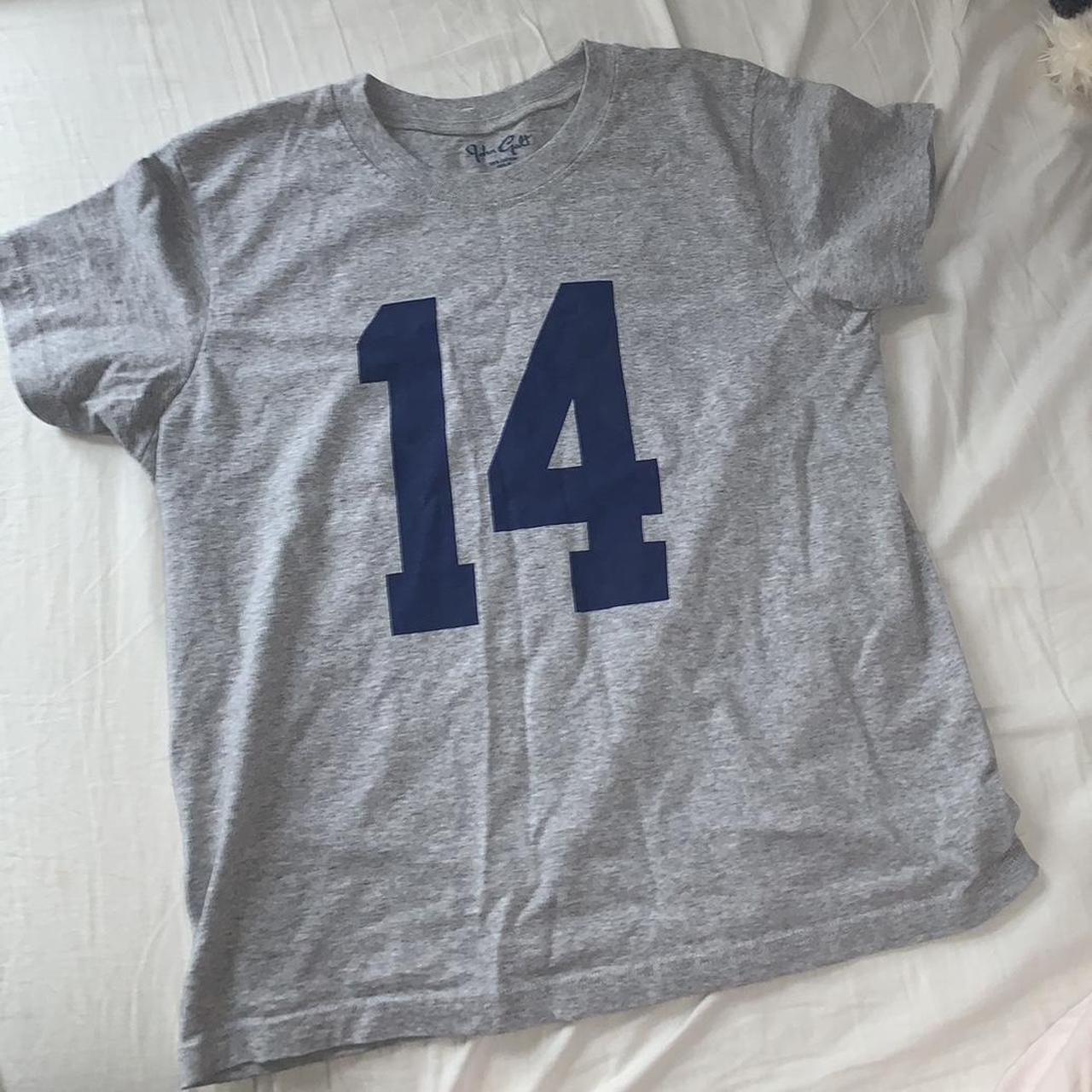 brandy melville tshirt chloe top number 14 top blue... - Depop