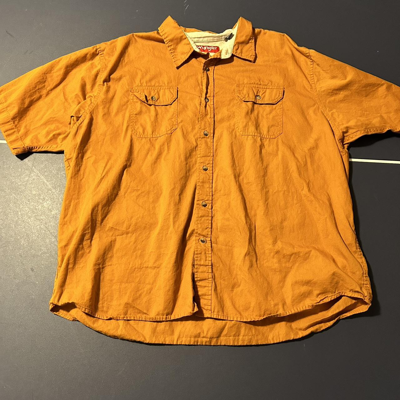 Men’s Wrangler work shirt orange button up 3xl - Depop