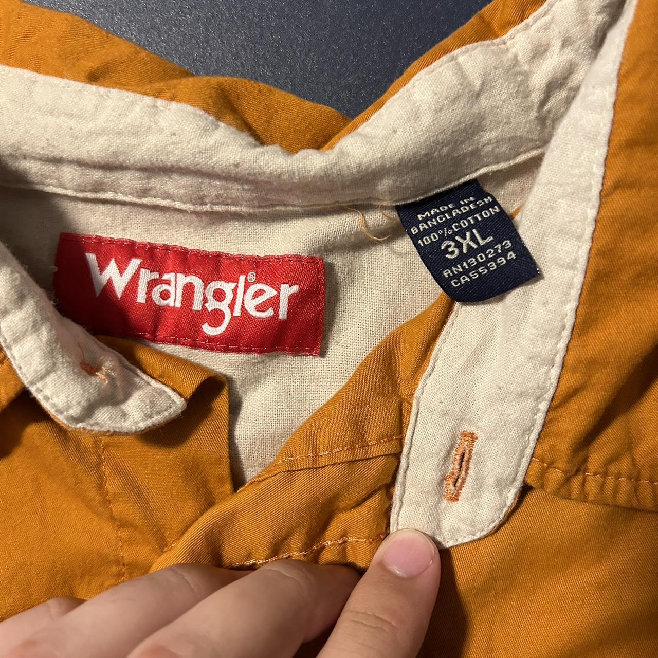 Men’s Wrangler work shirt orange button up 3xl - Depop