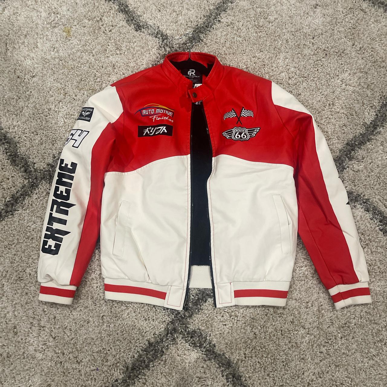 Red Tokyo Racing Varsity Jacket - Depop