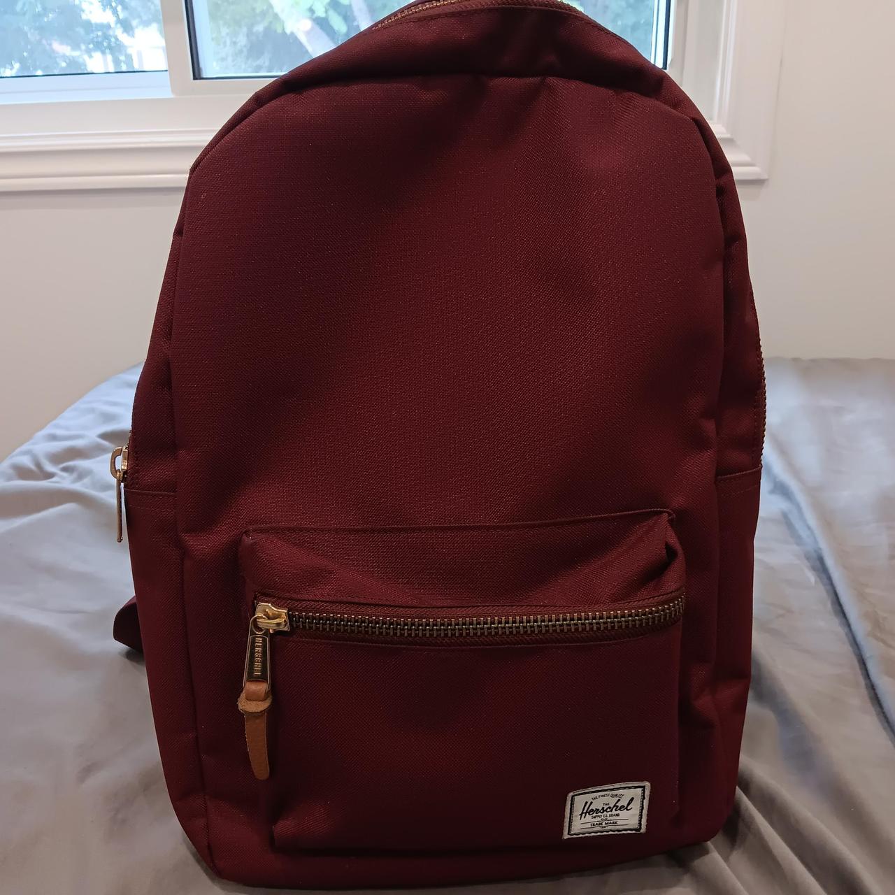 Burgundy Herschel Backpack Pretty small Good for... - Depop