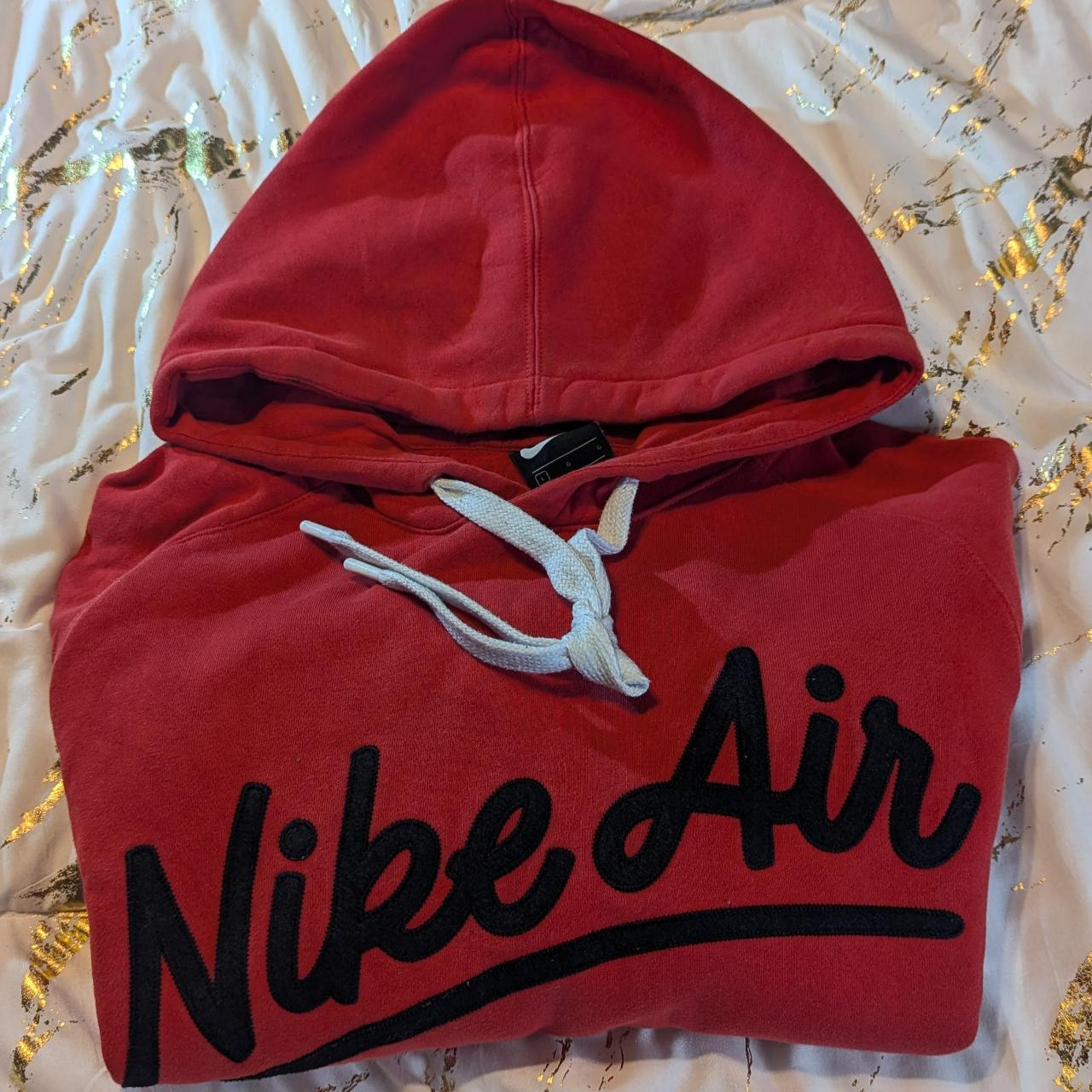Large Red Nike Air Pullover Hoodie - Depop