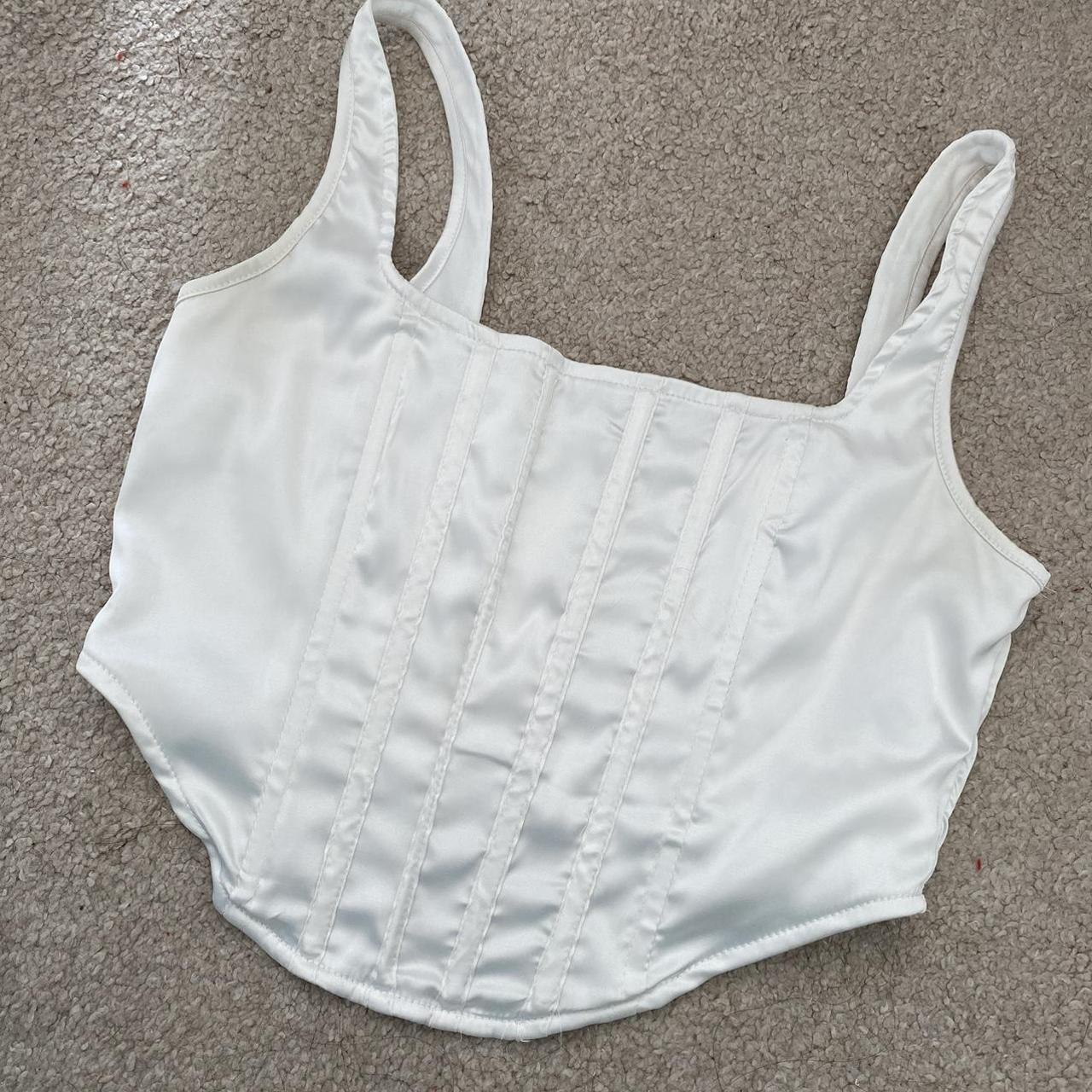 Missguided white corset top Size 6 Worn twice... - Depop