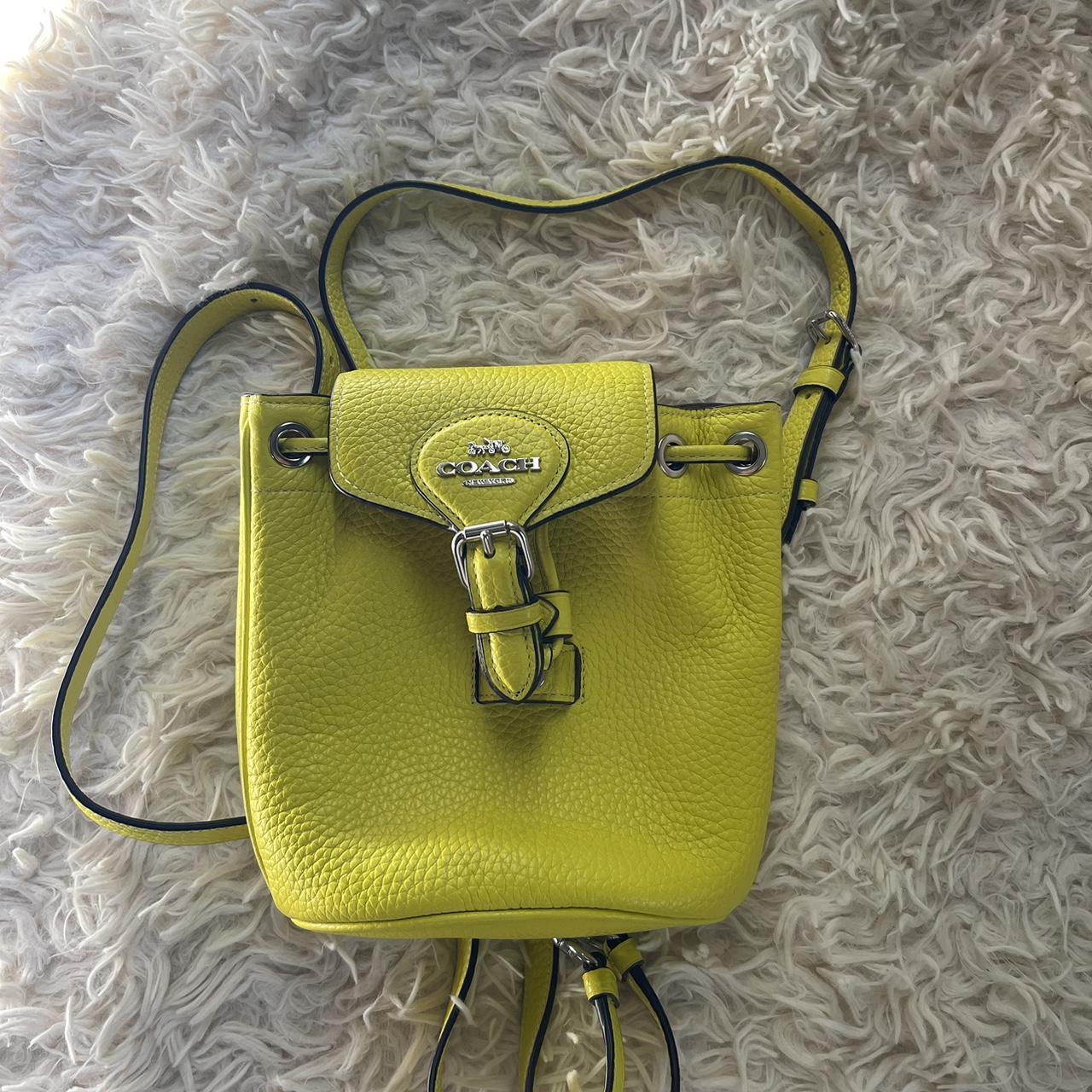Bright Yellow Coach convertible back pack #yellow... - Depop