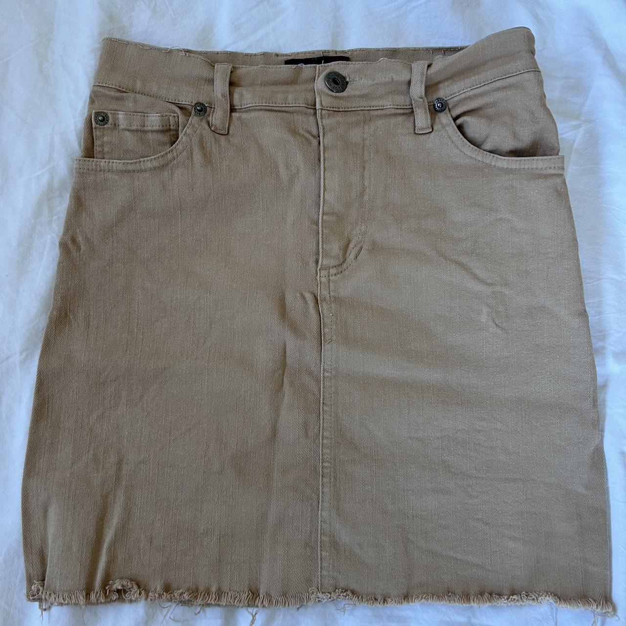 Tan denim skirt #denimskirt - Depop