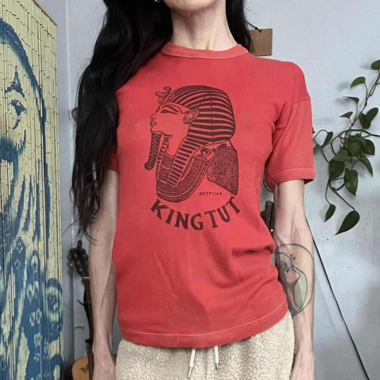 Soft red vintage Egyptian King Tut tee ️ size small... | Depop