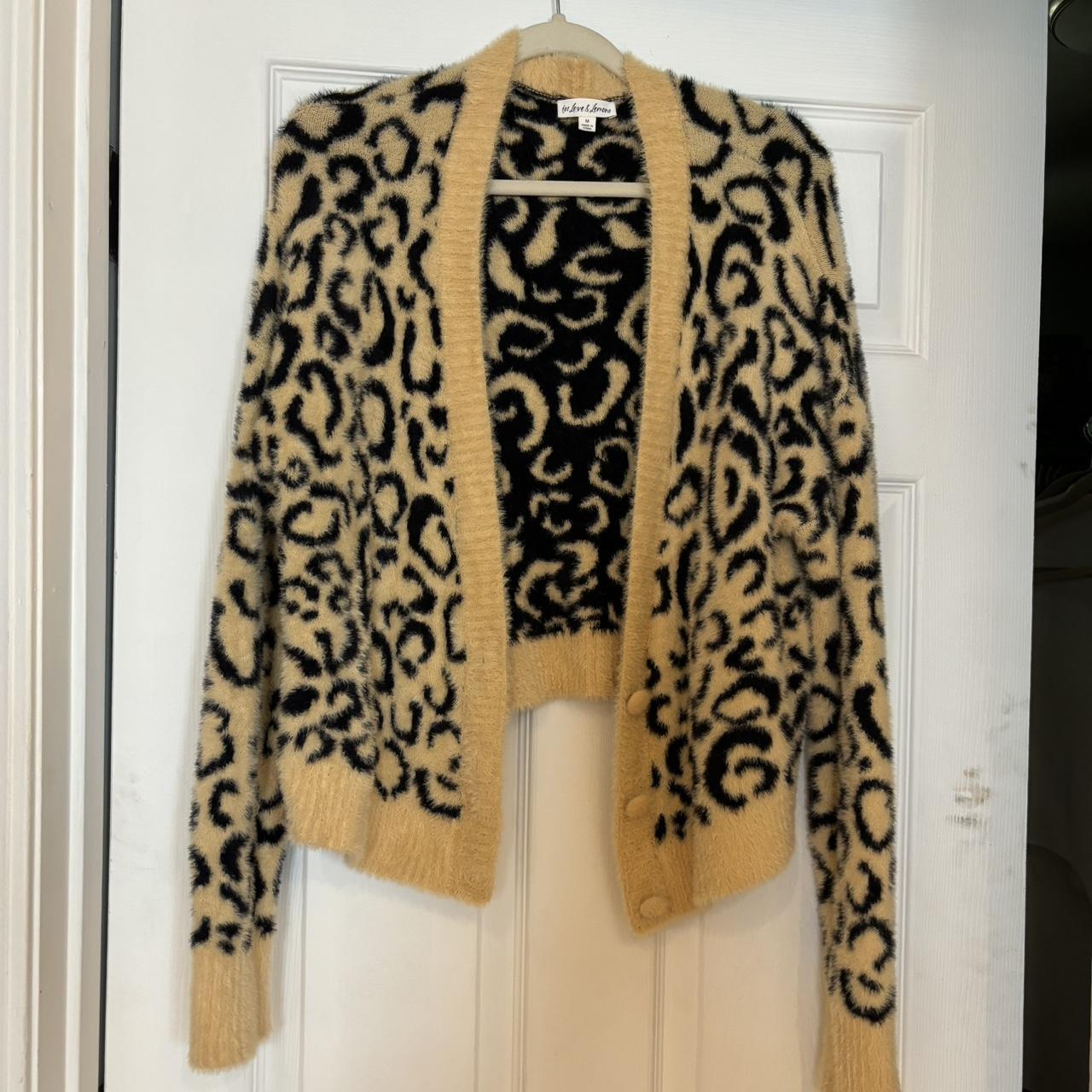 For Love & Lemons cardigan. Abstract leopard print.... | Depop