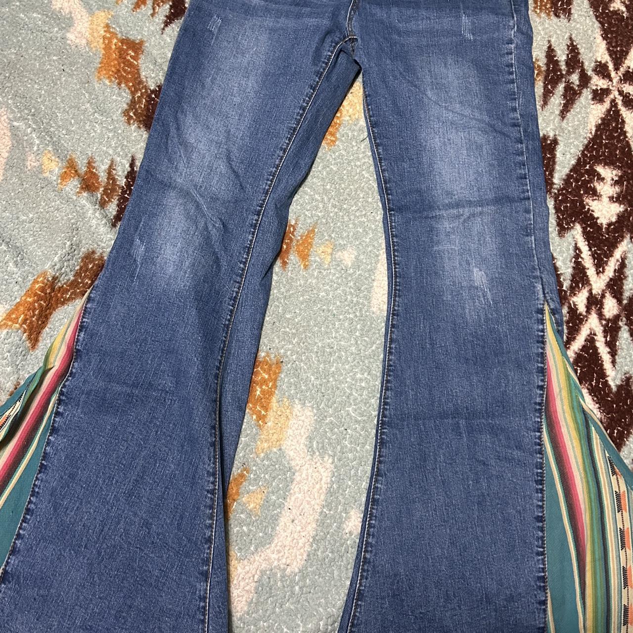 Serape pattern bell bottom jeans Size 8 | Depop