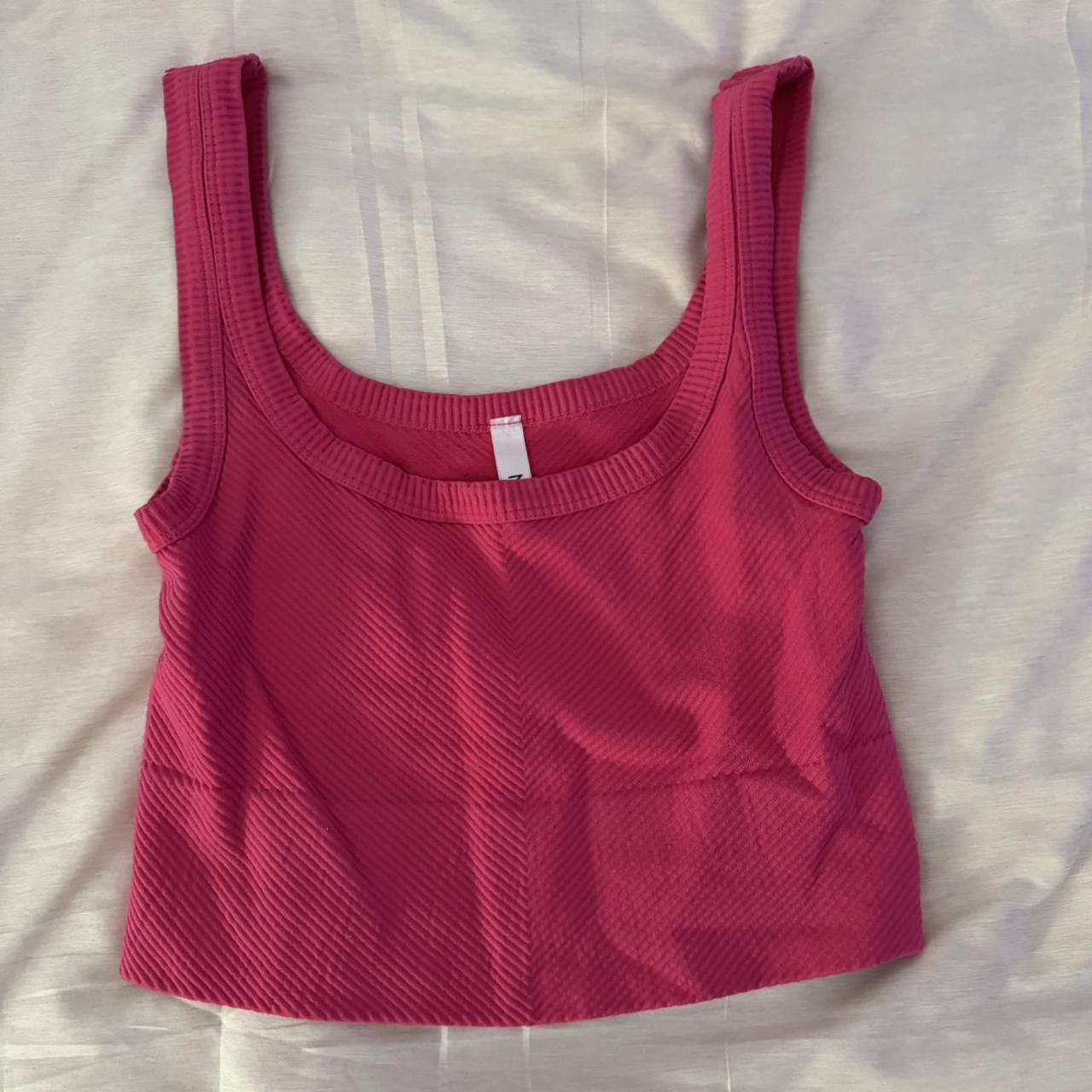 Pink ribbed crop top #pinktop - Depop