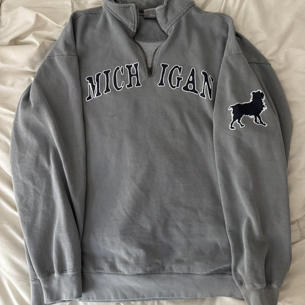 Grey Michigan quarter zip sweatshirt #Michigan... | Depop