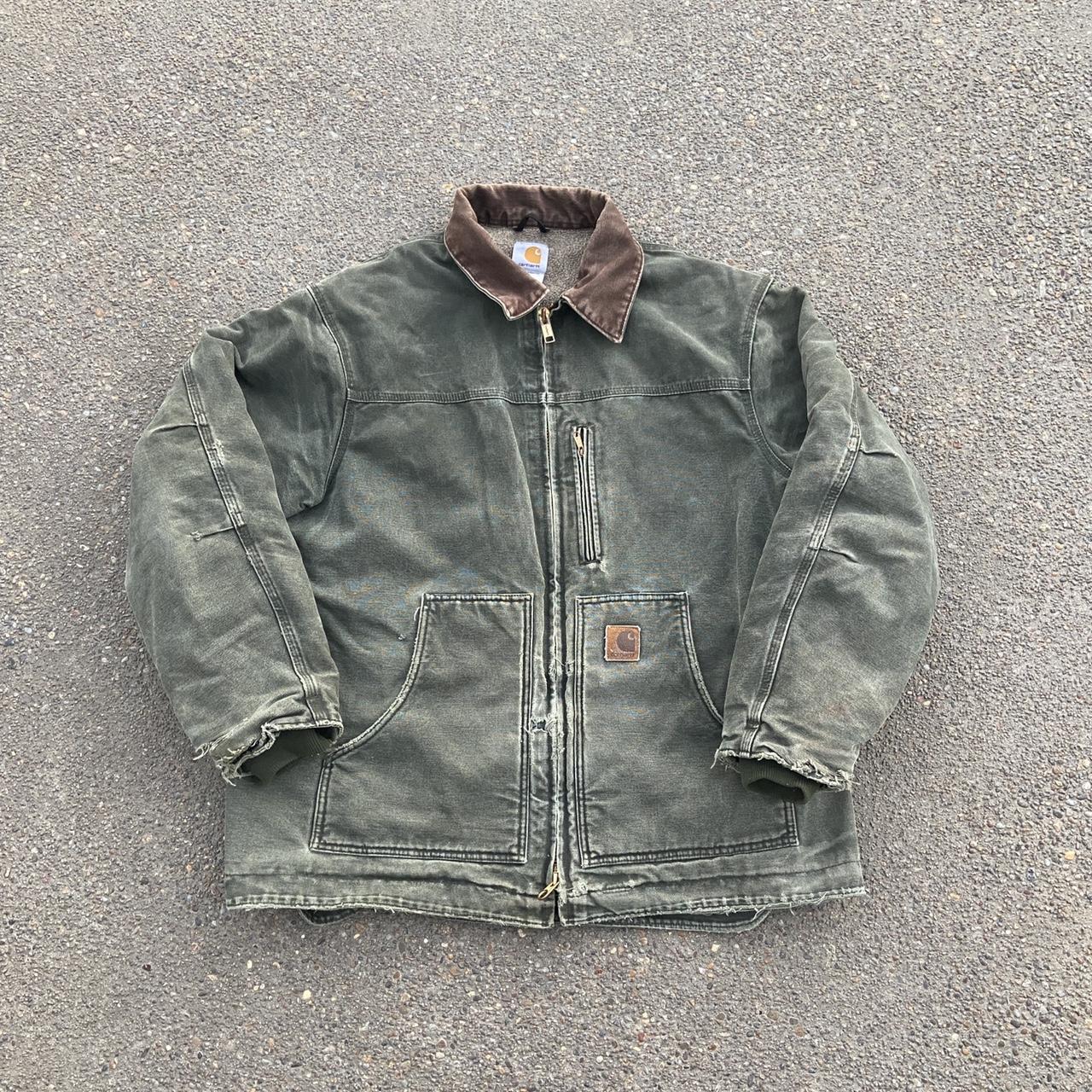 Olive Green Carhartt Jacket Size XL super clean... - Depop