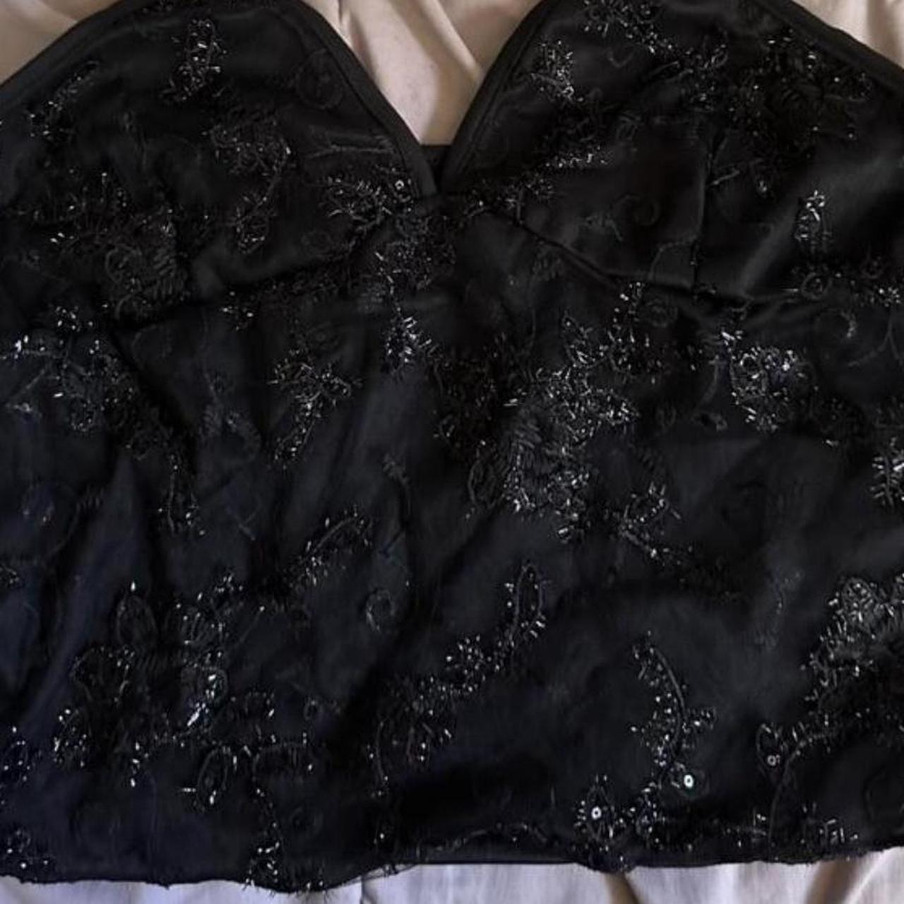 Black beaded top with a touch of glamour. Never worn - Depop