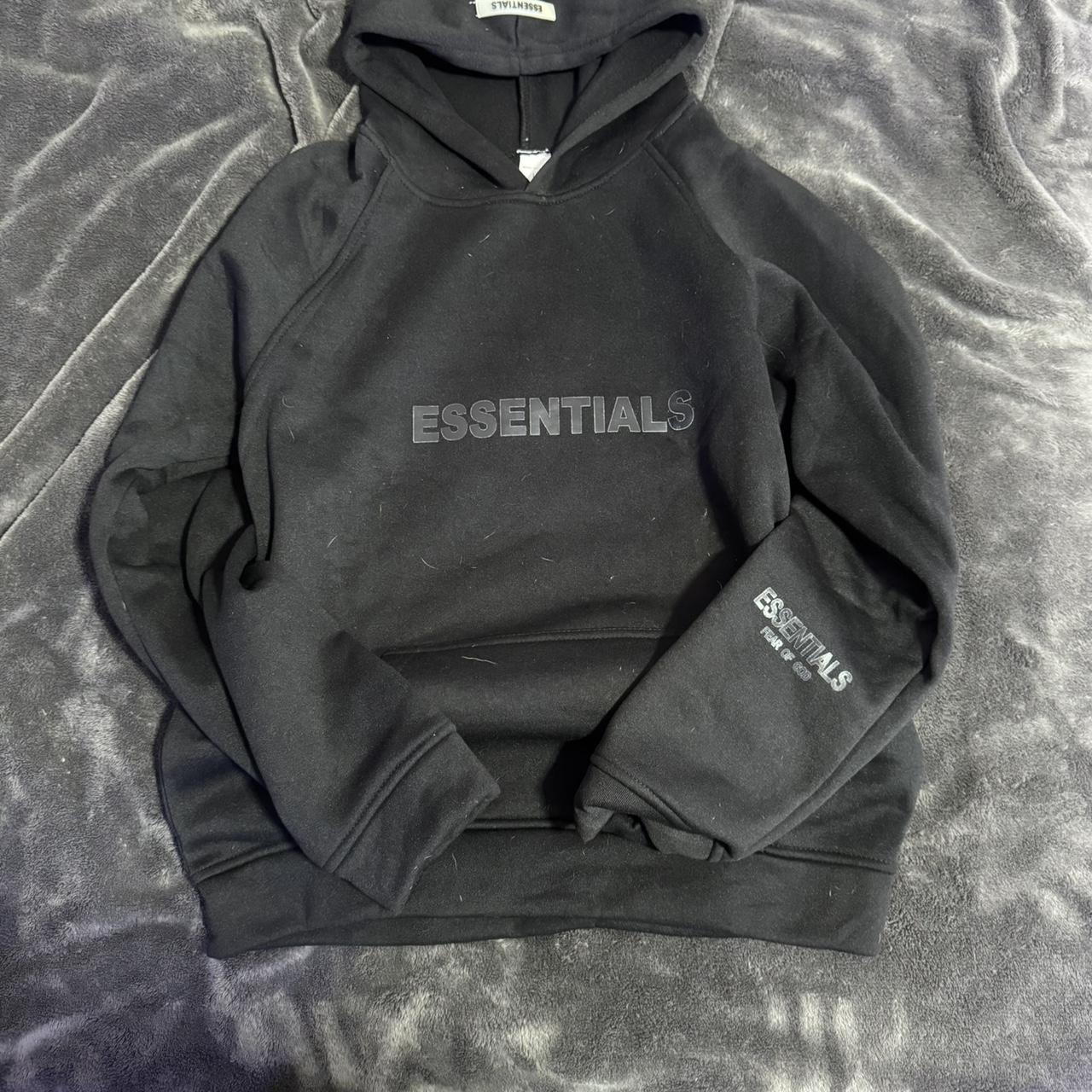 “Essentials hoodie”Black fake Fear of God Essentials... - Depop