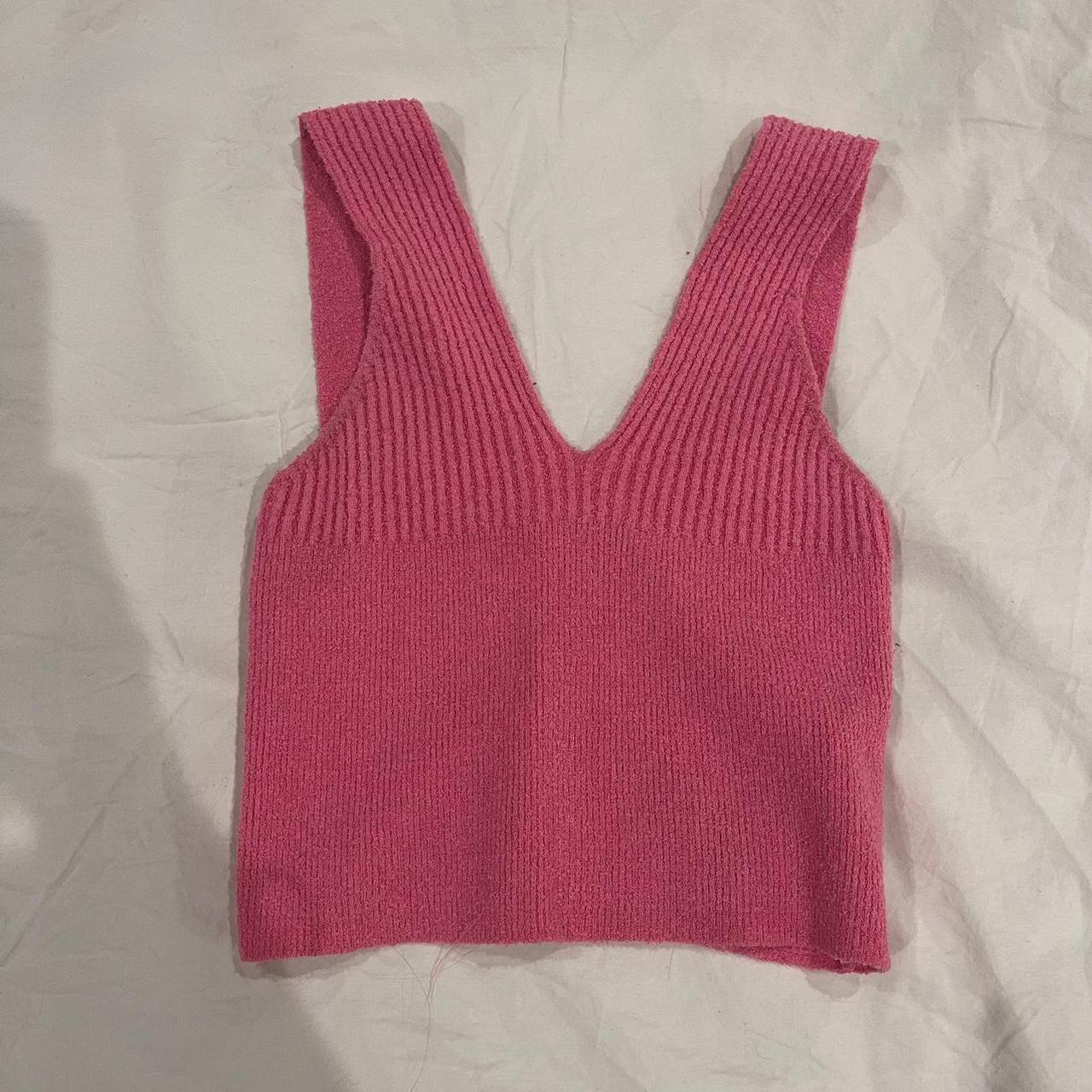 Pink cropped Bershka vest - stretchy and In very... - Depop