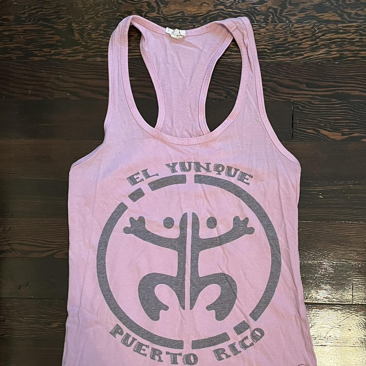 Pink and grey Puerto Rico tank top - Depop