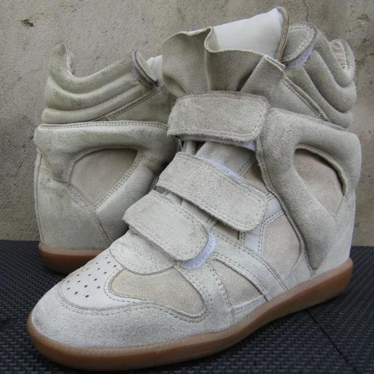 Isabel Marant suede Taupe Wedge Beckett Sneakers Buckle - Depop
