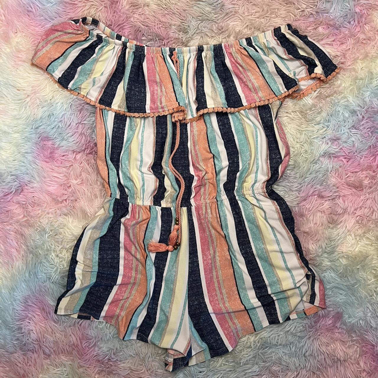 Derek Heart Romper No size tag but I’m guessing... - Depop