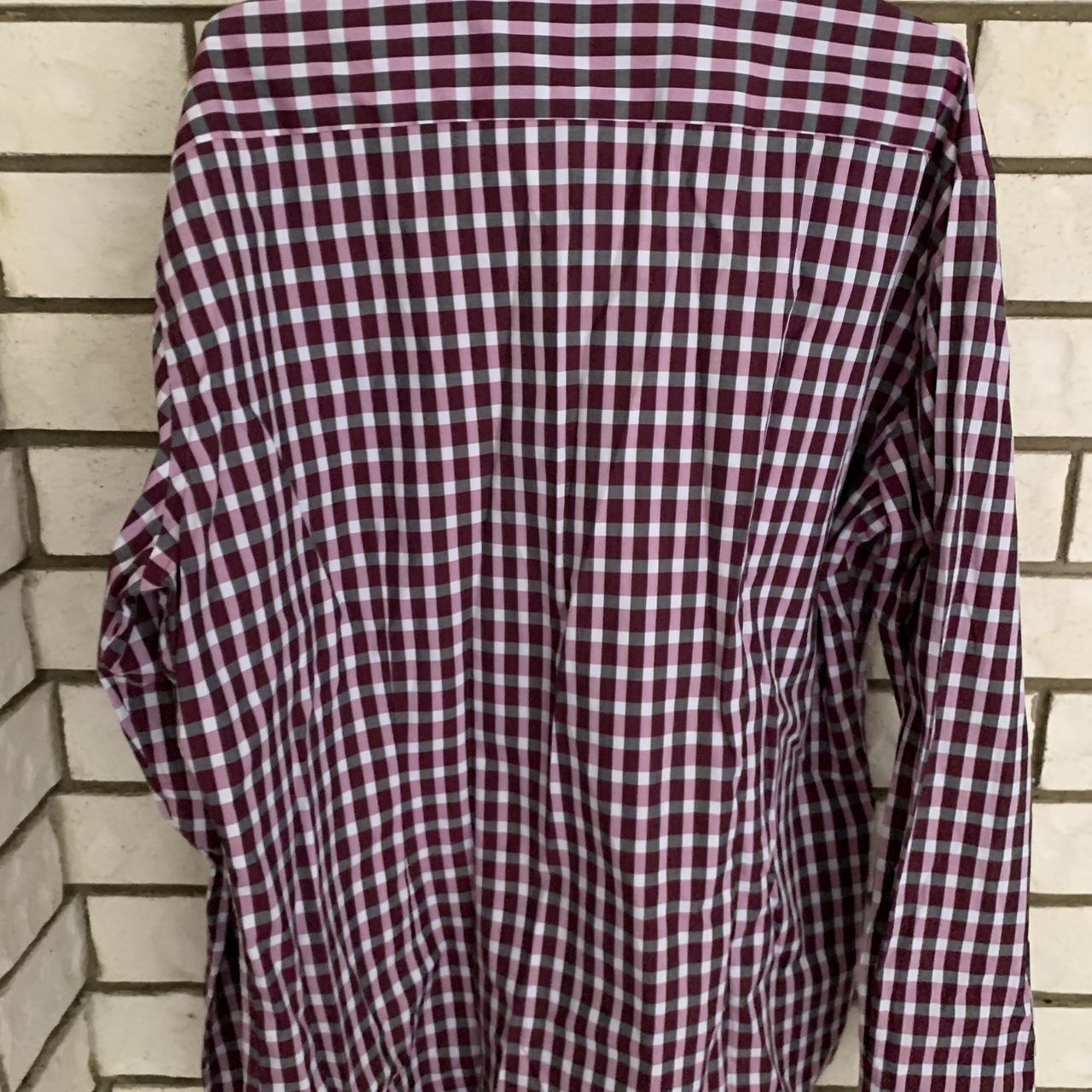 Connor Burgundy and white checkered shirt with a... - Depop