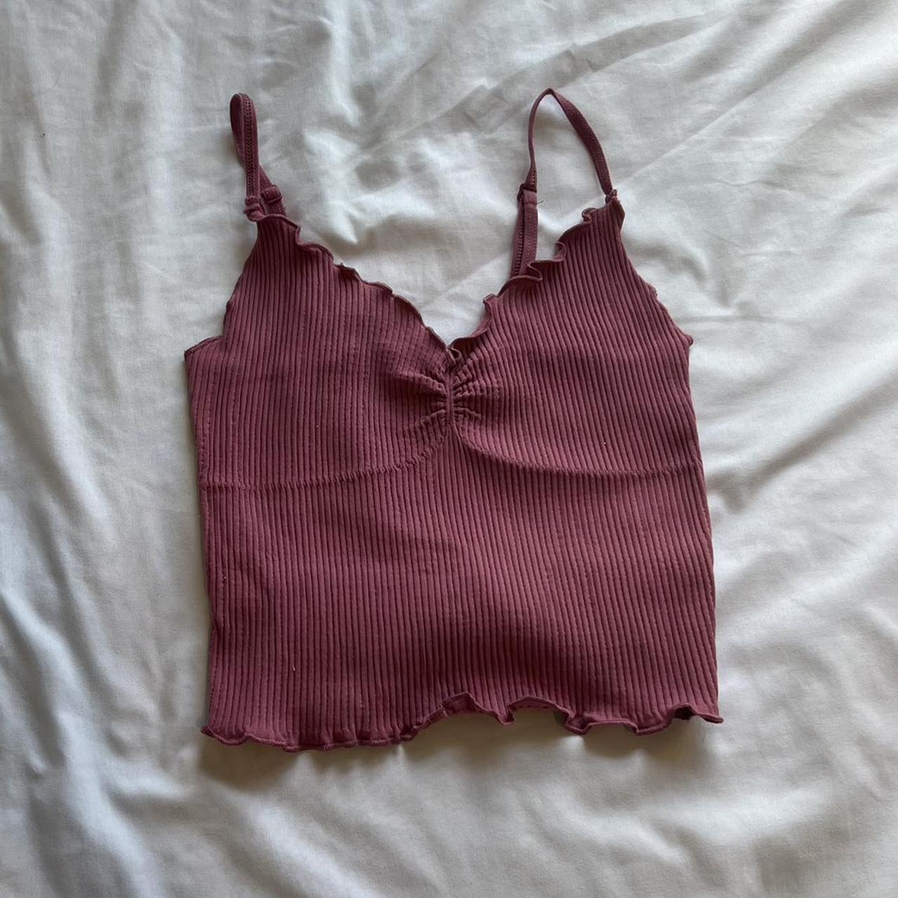 pink scrunched tank top only worn once message for... - Depop