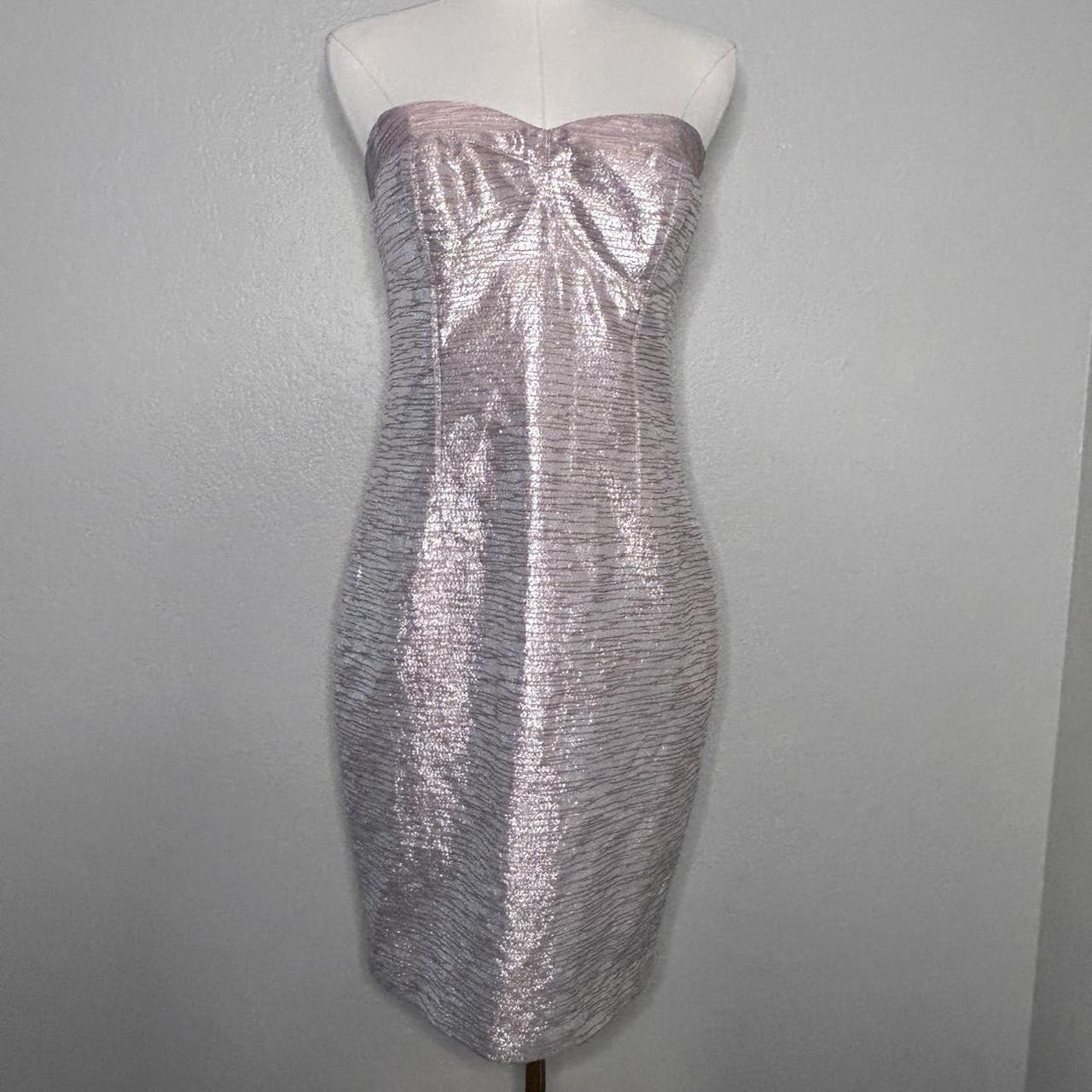 Tracy Reese New York Strapless pink metallic mini... | Depop