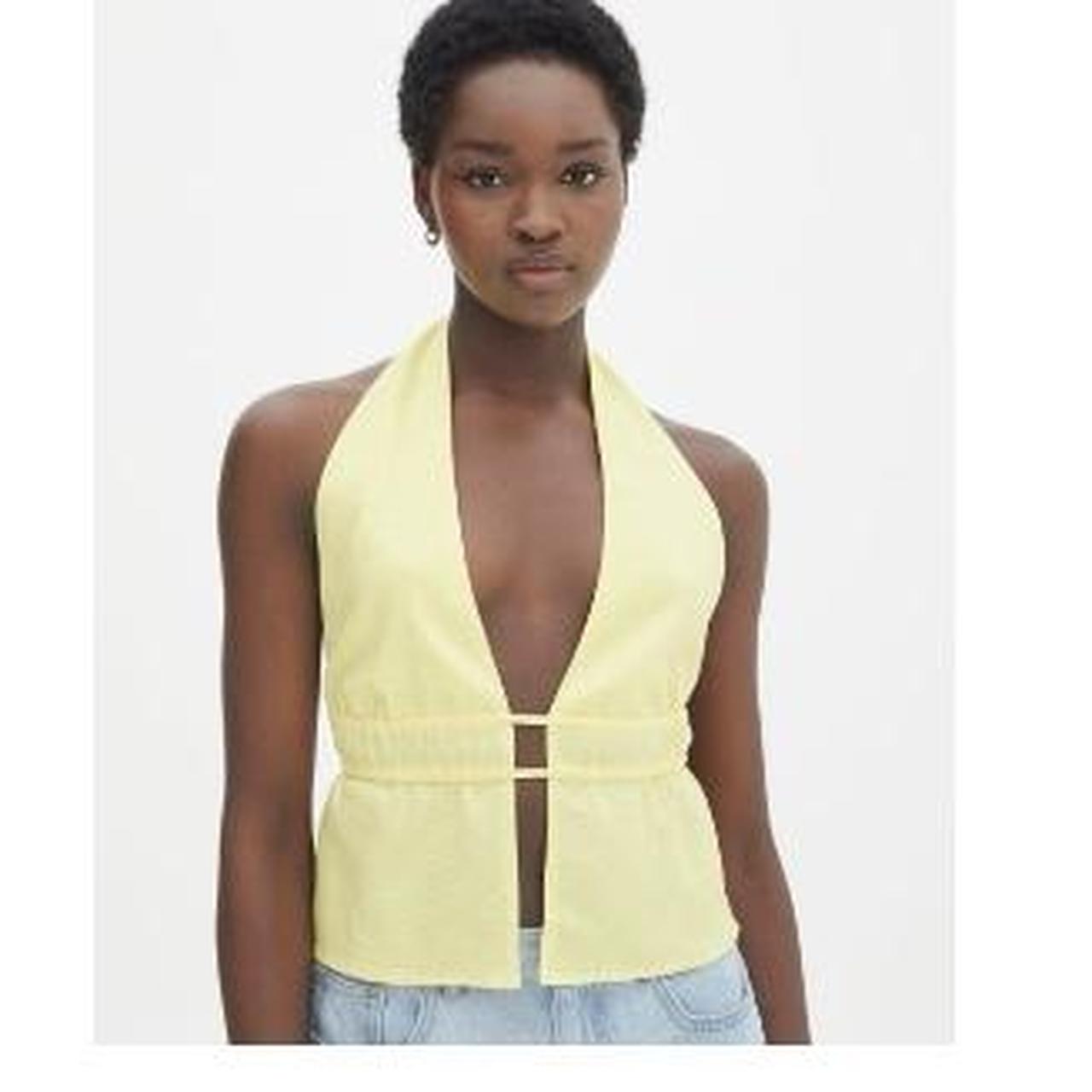 GLASSONS Yellow Linen Blend Halter Ordered wrong... - Depop
