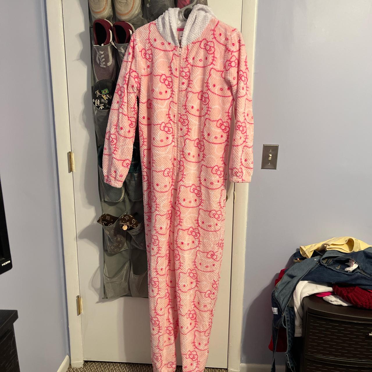 Hello Kitty pink & white onesie #HelloKitty #Onesie - Depop