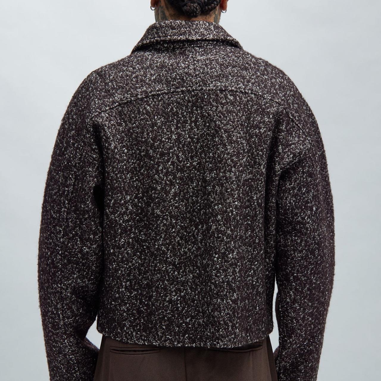 Black and grey wool cropped bomber jacket | Depop