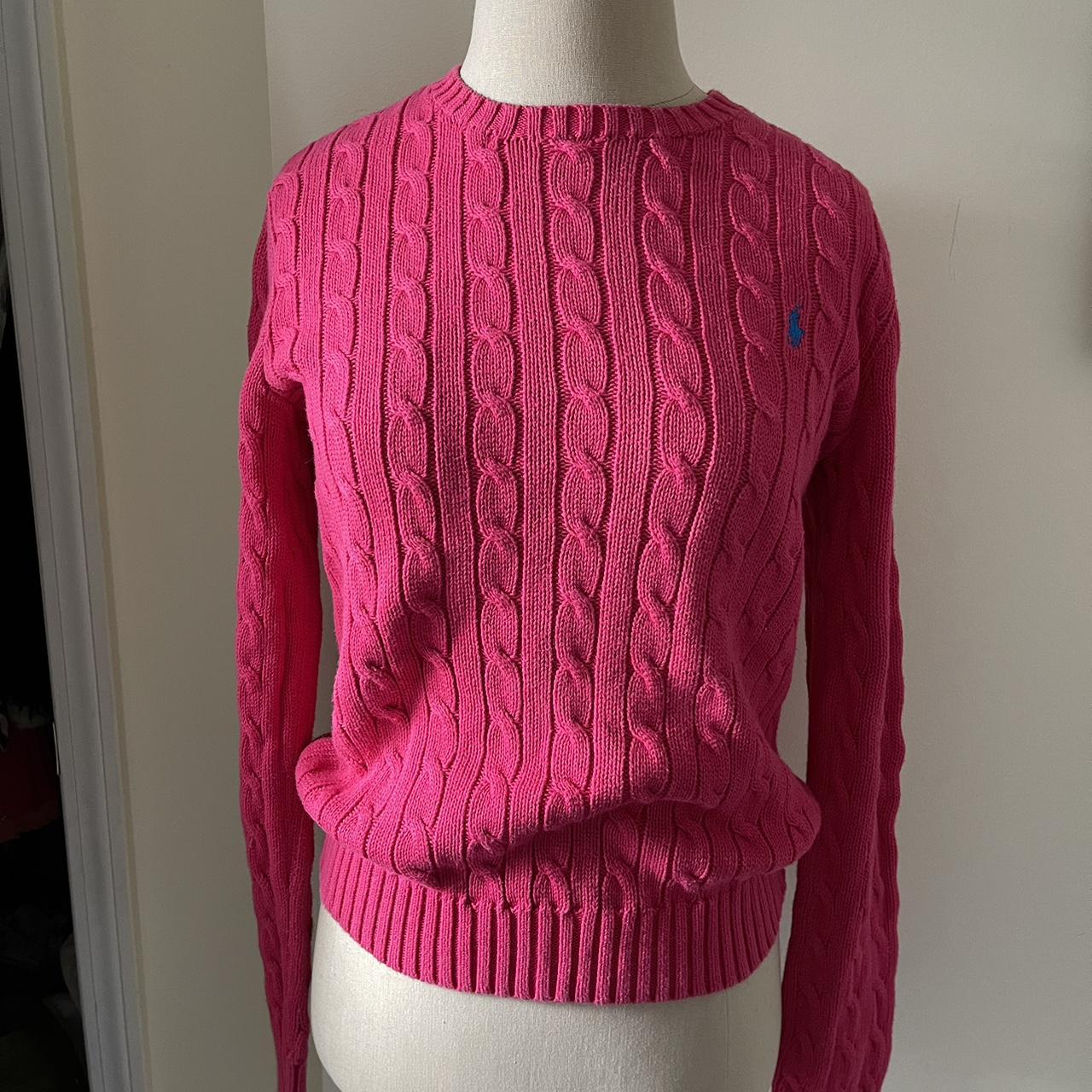Ralph Lauren Pink Cable Knit Sweater for Women Size... - Depop