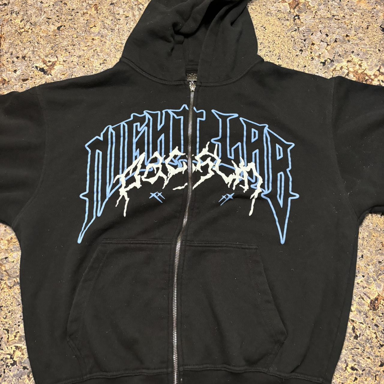 NIGHTLAB black and blue zip up hoodie -lmk about... - Depop