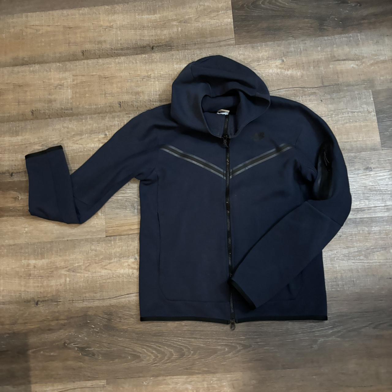 Navy blue Nike tech fleece jacket with zipper... - Depop