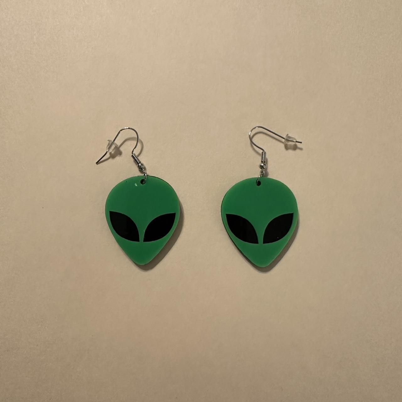 Alien earrings with stainless steel hooks. Never worn. | Depop